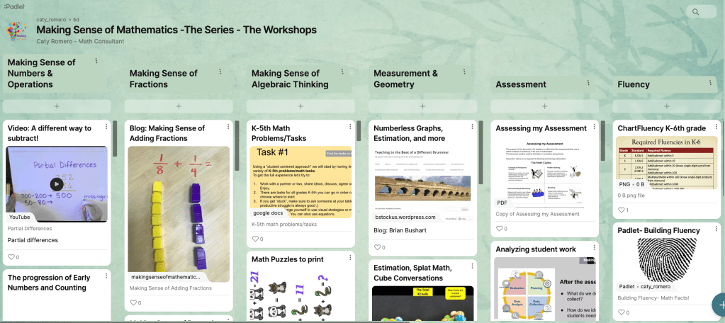 Padlets & Other Resources – Making Sense of Mathematics